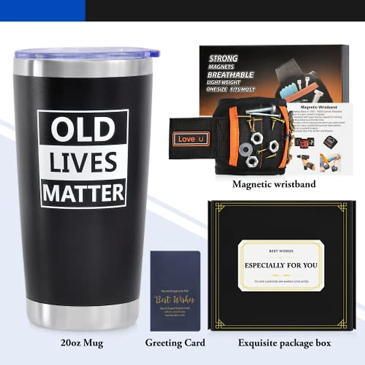 DechoBovin 20 oz Tumbler Mug with Lid,Gifts For Him Birthday Gifts For Men Who Have Everything Insulated Travel Coffee Mug Double Wall Stainless Magnetic Wristband Gifts from Daughter