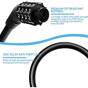 Bike Lock Portable Bike Locks Cable High Security Bicycle Lock Cycling Lock with 4-Digits Codes Ideal to Secure Bike, Motorbike, Cycles