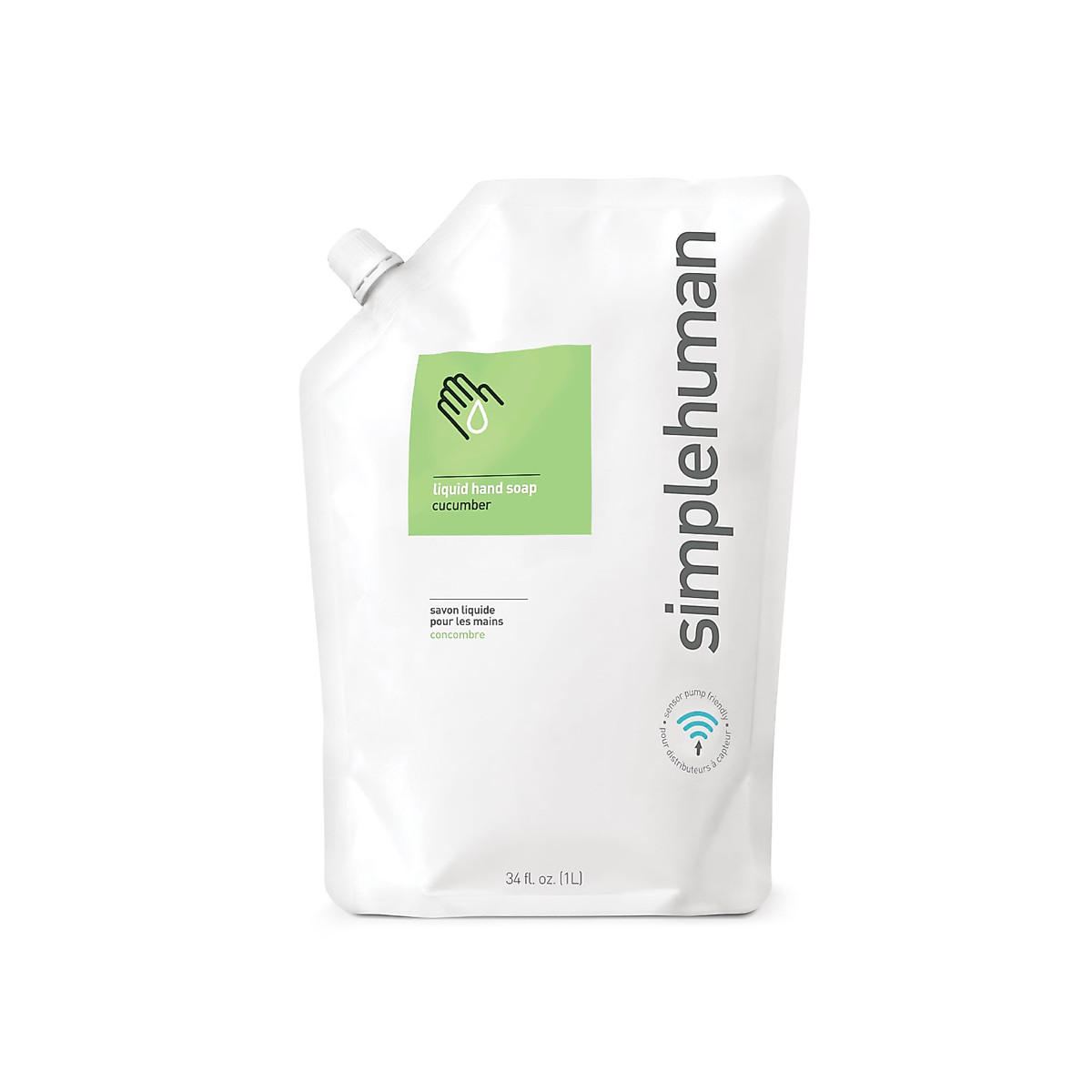 simplehuman Moisturizing Liquid Hand Soap Refill Pouch, 34 Fl Oz (Pack of 1), Cucumber