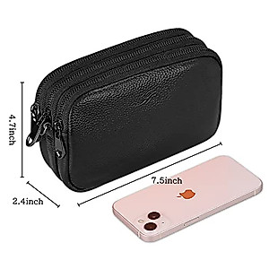 FUKUTAI Genuine Leather Crossbody Bags Shoulder Purses for Women - Real Leather Lightweight Soft Crossbody Bag Pocketbook (Black)