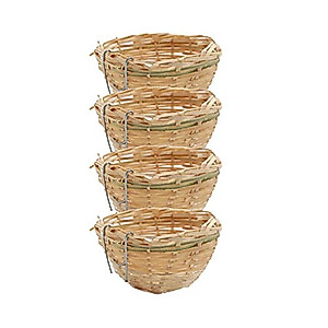 MagiDeal 4pcs Bamboo Canary Nest Finch Breeding Nesting Hanging onto Cage