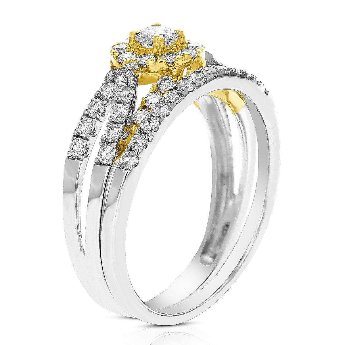 Vir Jewels 7/8 cttw Diamond Wedding Engagement Ring Set 14K Yellow Gold Bridal Size 7