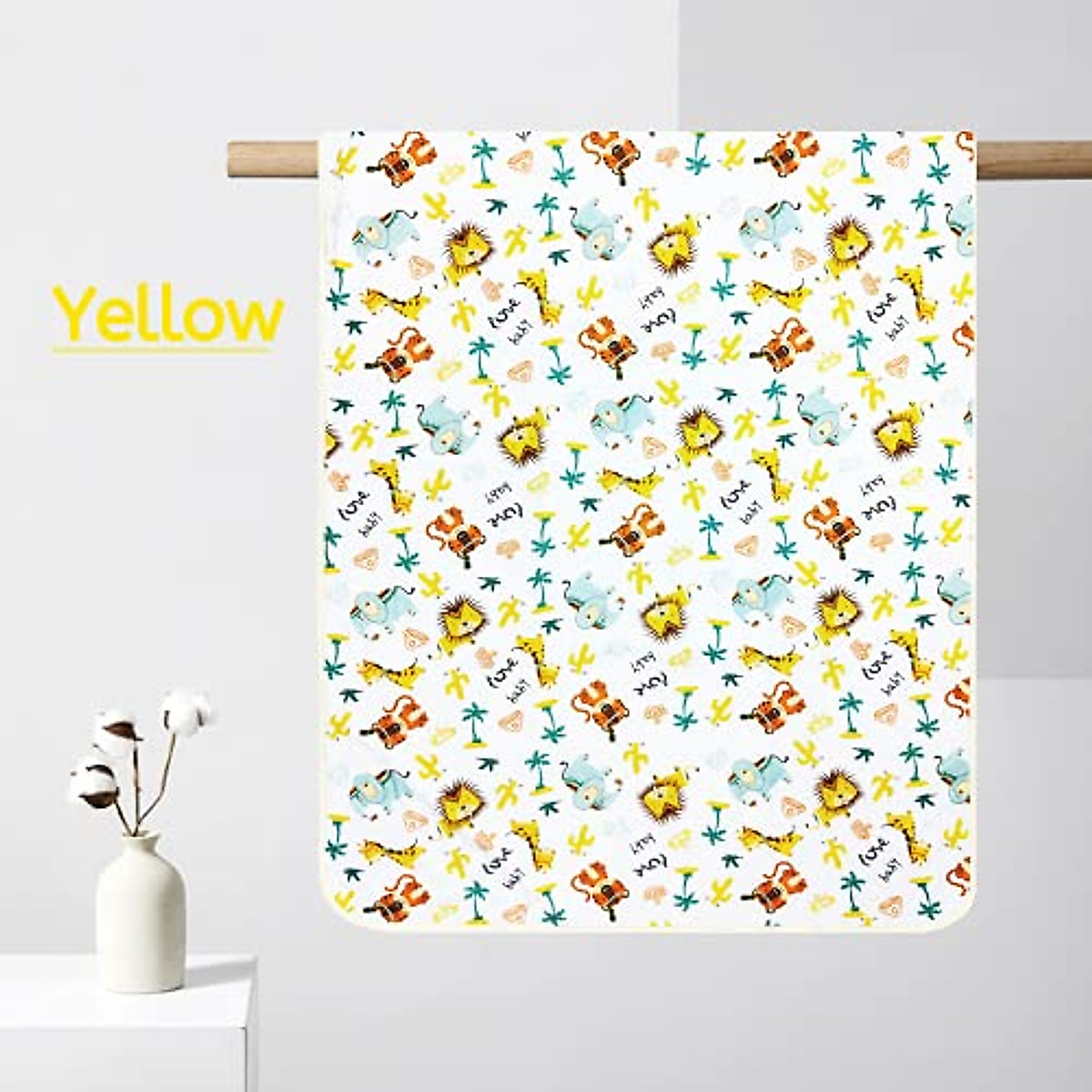 LANEYLI Portable Changing Pad Liner, Washable Changing Mat for Baby Diaper Change Leak Proof Reusable Cover Liner, Yellow 1 Count (19.7" x 27.5")