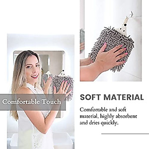 2 Packs Chenille Hand Towels, Cute Hedgehog Style Hand Drying Towels, Water Absorption, Bathroom Kitchen Home Cleaning Tool with Hanging Loop