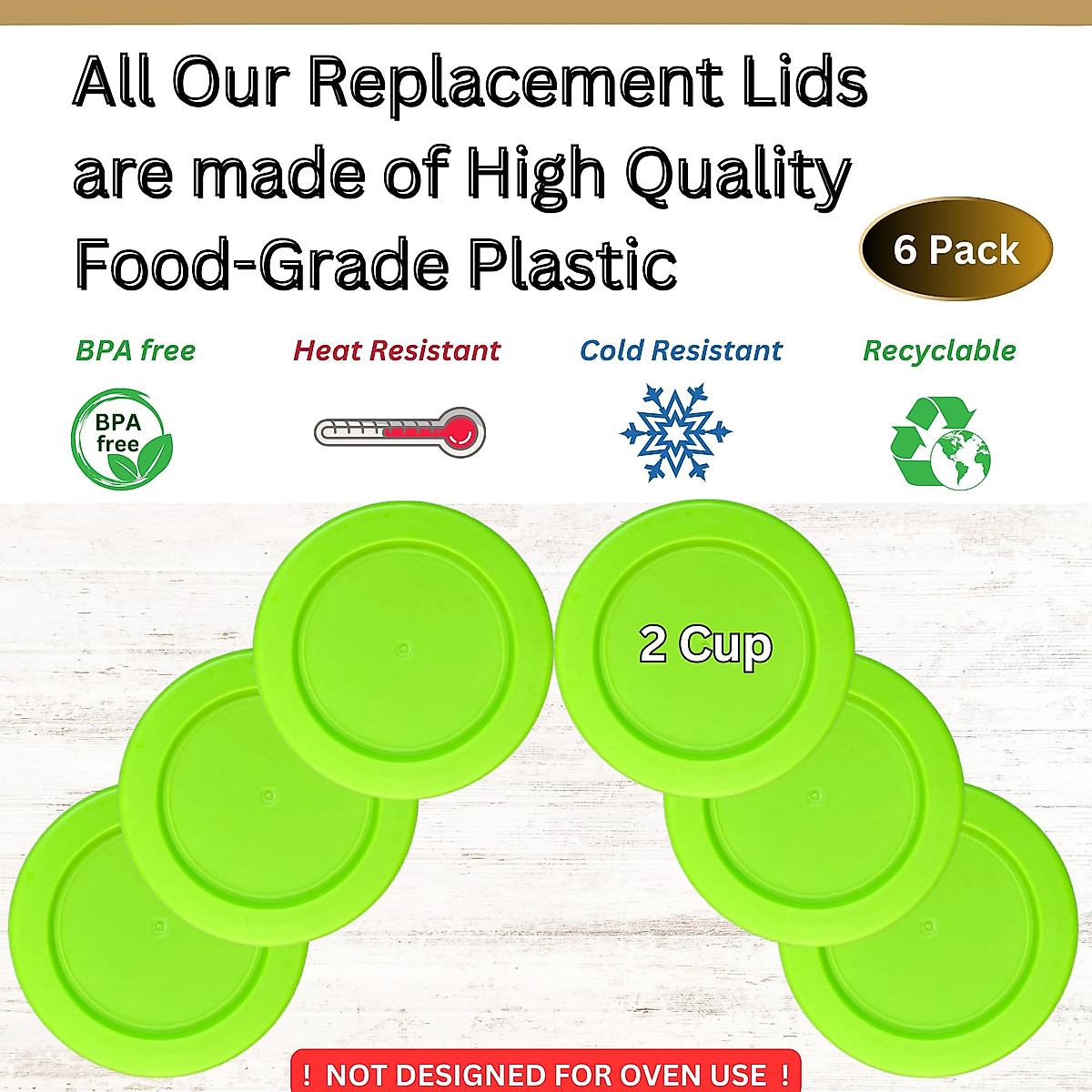 Klare Ware 2 Cup Replacement Lids/Covers for Pyrex 7200, Anchor Hocking & Klare Ware Storage Bowls (Glass Container Not Included) Microwave, Freezer & Top Rack Dishwasher Safe (6 Pack, Turquoise)