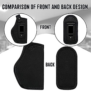 PODFAN Universal Gun Holsters for Men/Women,IWB 9mm Pistols Holster Right Left Handed,Concealed Carry,Fits S&W M&P Shield Glock 9/40 P320 17 19 26 27 42 43,Similar Handguns (Black-Right Hand)
