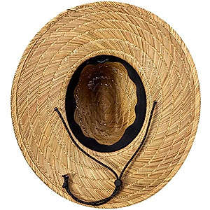 Hurley Men's Straw Hat - Weekender Medium Brim Natural Straw Sun Hat with Chin Strap, Khaki