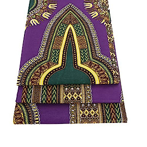 African Fabric Print Wax Kente Cloth Ankara Dashiki 100% Cotton for Party Dress Head Wrap and Clothes by The 6 Yard