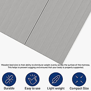 Greaton, 0.75-Inch Vertical Standard Wooden Bunkie Board/Slats with Cover, Enhance Mattress Support, Twin, Grey