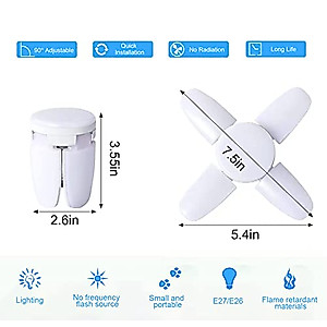2-Pack Mini LED Garage Light, 40W Deformable LED Garage Ceiling Lights with 4 Adjustable Panels, LED Shop Light 4000LM 6500K LED Bulb Light E27/E26 Garage Light for Workshop,Indoor,living room