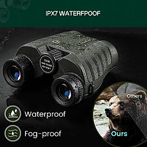 12x30 Compact HD Binoculars for Adults and Kids High Powered - Large View Binoculars with Clear Low Light Vision - Super Bright Lightweight & Waterproof Binocular for Bird Watching Travel Hunting