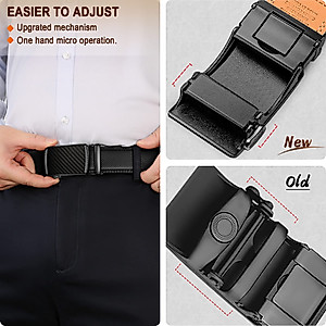 BULLIANT Men's Belt, Slide Ratchet Belt For Gift Men Dress Pant Shirt Oxfords,Trim To Fit(Black,42"-48" Waist Adjustable)