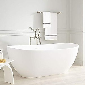 Signature Hardware 918954-71 Winifred 71" Resin Soaking Freestanding Tub with Integrated Drain and Overflow
