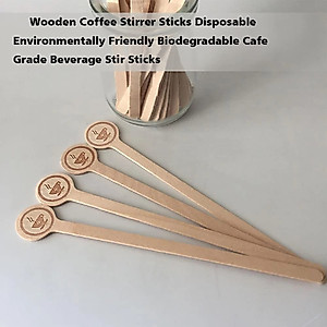 Coffee Stirrers Stir Sticks Wooden Beverage Mixer with Round Ends,Disposable Environmentally Friendly Biodegradable Cafe Grade Beverage Stir Sticks for 6 Inch Coffee Milk Cocktail Tea (100)