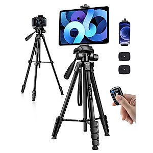 JOILCAN Phone Tripod Stand, 68" Tripod for iPad iPhone Tablet with Remote Universal Holder Carry Bag, Travel Aluminum Tripod for Video Recording Photos Vlogging Compatible with iPad Pro iPhone Camera