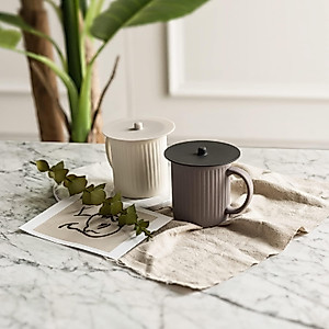 Carrotez Silicone Cup Cover Lids, 4.3 Inch Mug Covers, Reusable Silicone Coffee and Tea Cup Lids, 1 pc - Black