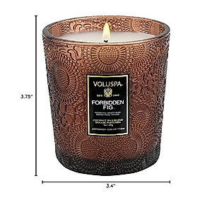 Voluspa Forbidden Fig, Classic Boxed Candle, 9 oz, 60 Hour Burn Time, All Natural Wicks and Coconut Wax for Clean Burning, Vegan, Poured in The USA