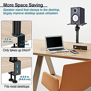 Vondynote Set of 2 Studio Monitor Stands Desktop Clamp Speaker Stands Bookshelf Speaker Stands with Cable Management