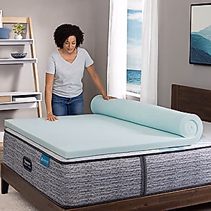 Beautyrest Thermagel Deluxe Cooling Pressure-Relieving Memory Foam Mattress Topper, Twin XL, 2-Inch Blue