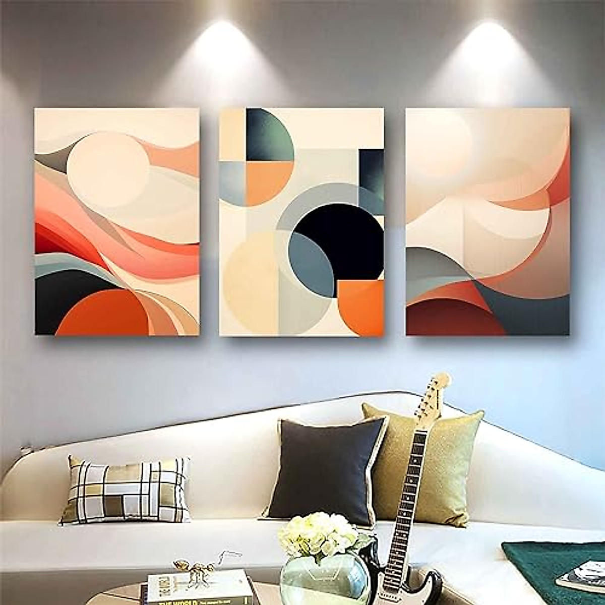 VHOMES Geometric Abstract Art Wall Art Prints for Office Home Art Wall Decoration - Set of 3 - Framed