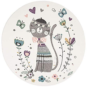 SAFAVIEH Carousel Kids Collection 5'3" Round Ivory / Pink CRK187A Cat Nursery Playroom Area Rug