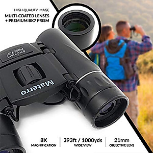 Materro High-Powered 8x21 Compact Binoculars for Adults and Kids, Waterproof, Durable, Folds to Fit in Your Pocket