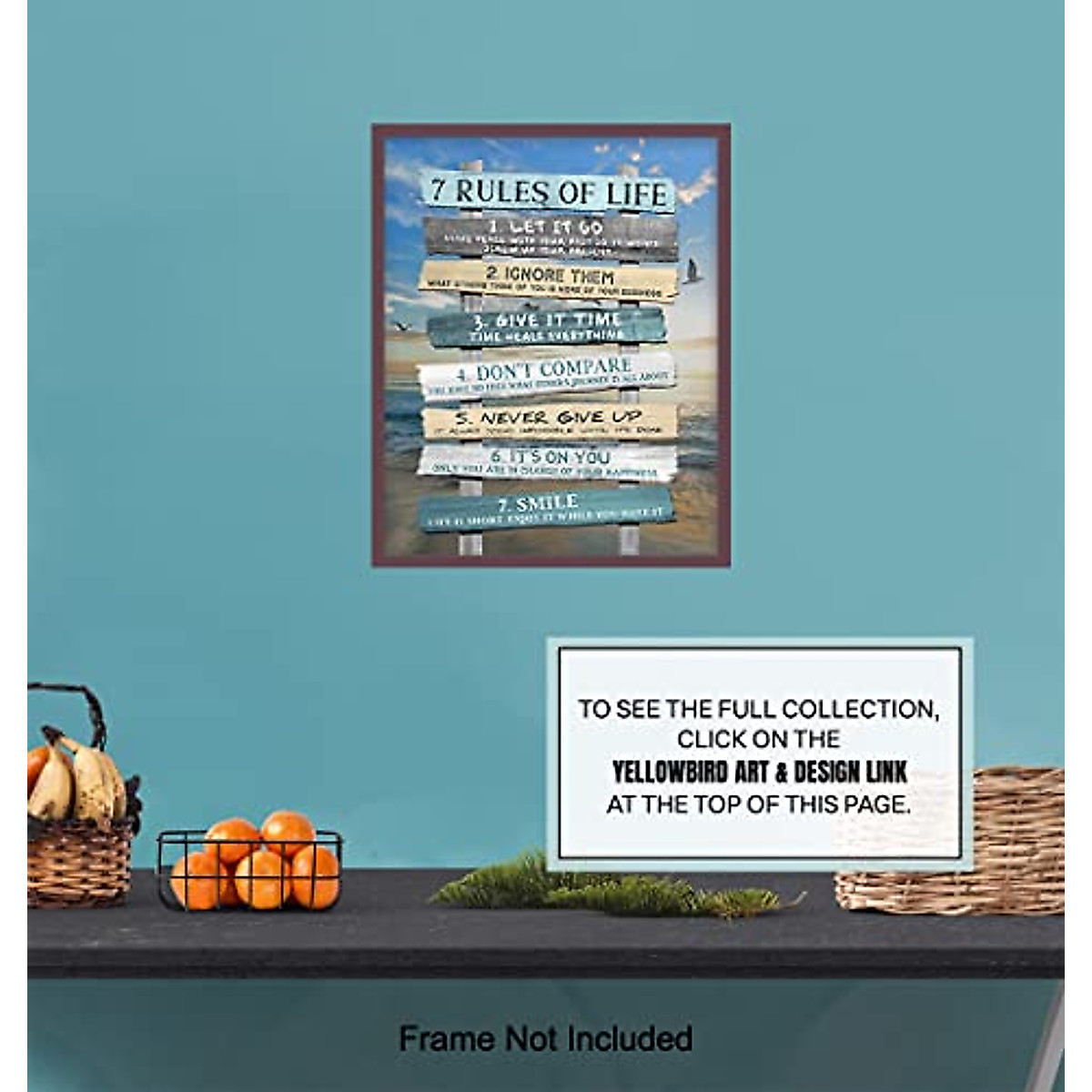 Inspiration Motivation Wall Art & Decor - 7 Rules Of Life Motivational poster 8x10 - Inspirational Gift for Woman Men - Positive Quotes Saying - Home Office Bedroom Living Room Beach House Wall Art