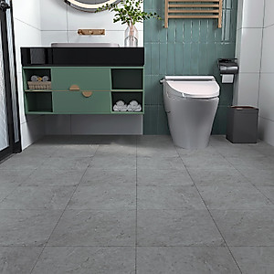 VaryStyle 20 Pack Waterproof Vinyl Flooring Tiles 12"x12" Classic Grey Concrete Peel & Stick Self Adhesive Removable Tiles for Kitchen, Basement, Bedroom