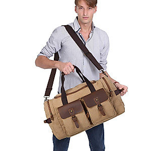 WOWBOX Duffel Bag Travel Weekender Duffle Bag Luggage Bags for Men Women Overnight Carry on Bag Gym Bag with Shoes Compartment Brown