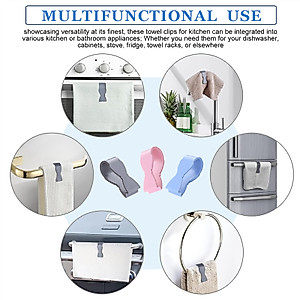 Towel Clips for Kitchen (6Pcs), Keeps Towel from Falling, for Kitchen，Oven Handle, Dishwasher Handle, Bathroom Towel Rack,Quilt Holder Anti-Clamping Fixing Non-Slip Clip (Grey)