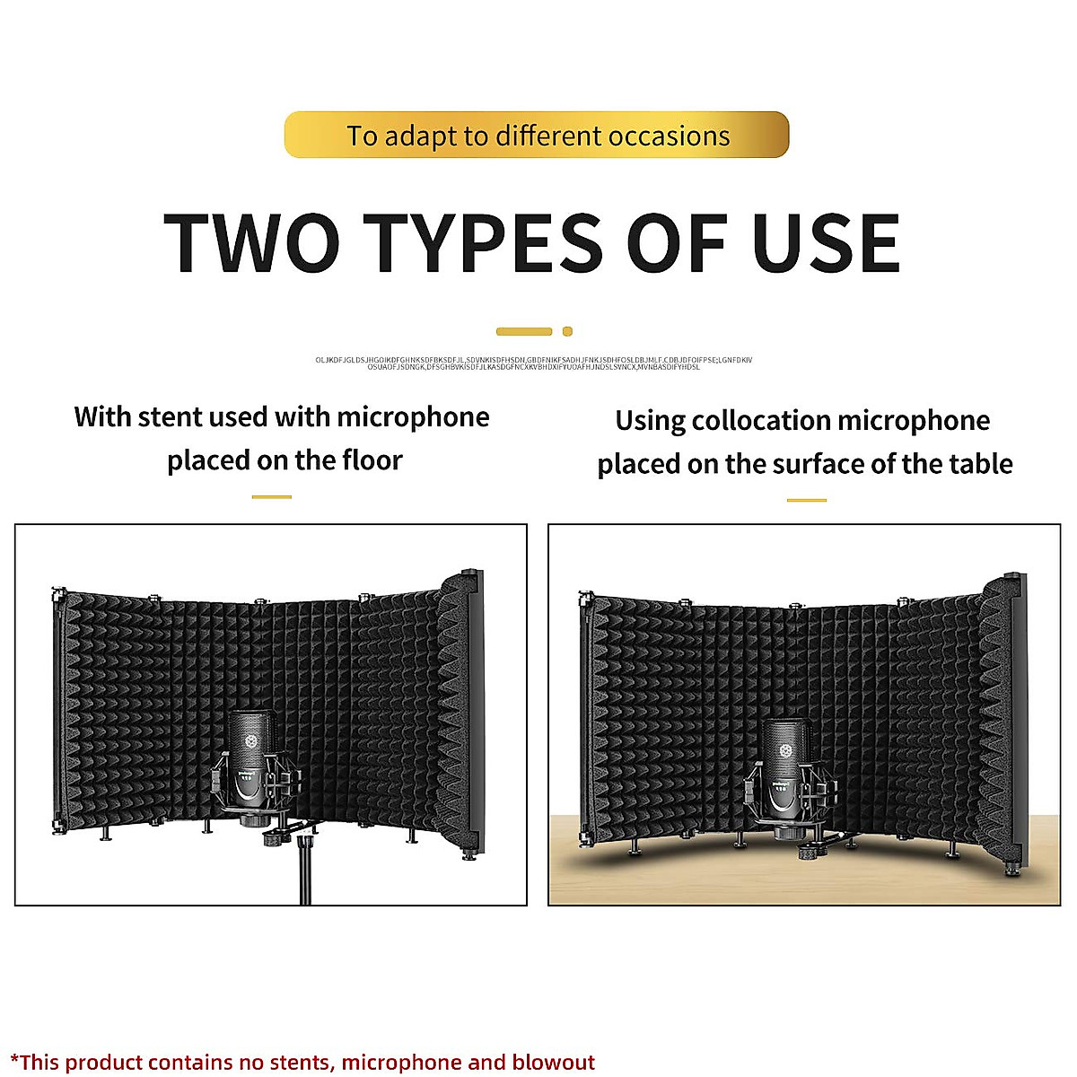 Depusheng 5 Panel Foldable Studio Microphone Isolation Shield Recording Sound Absorber Foam Panel