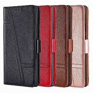 Fansipro Wallet Folio Case for Oppo Reno 2 F, Premium PU Leather Slim Fit Cover for Reno 2 F, 3 Card Slots, 1 Transparent Photo Frame Slot, Anti-Dirt, Red