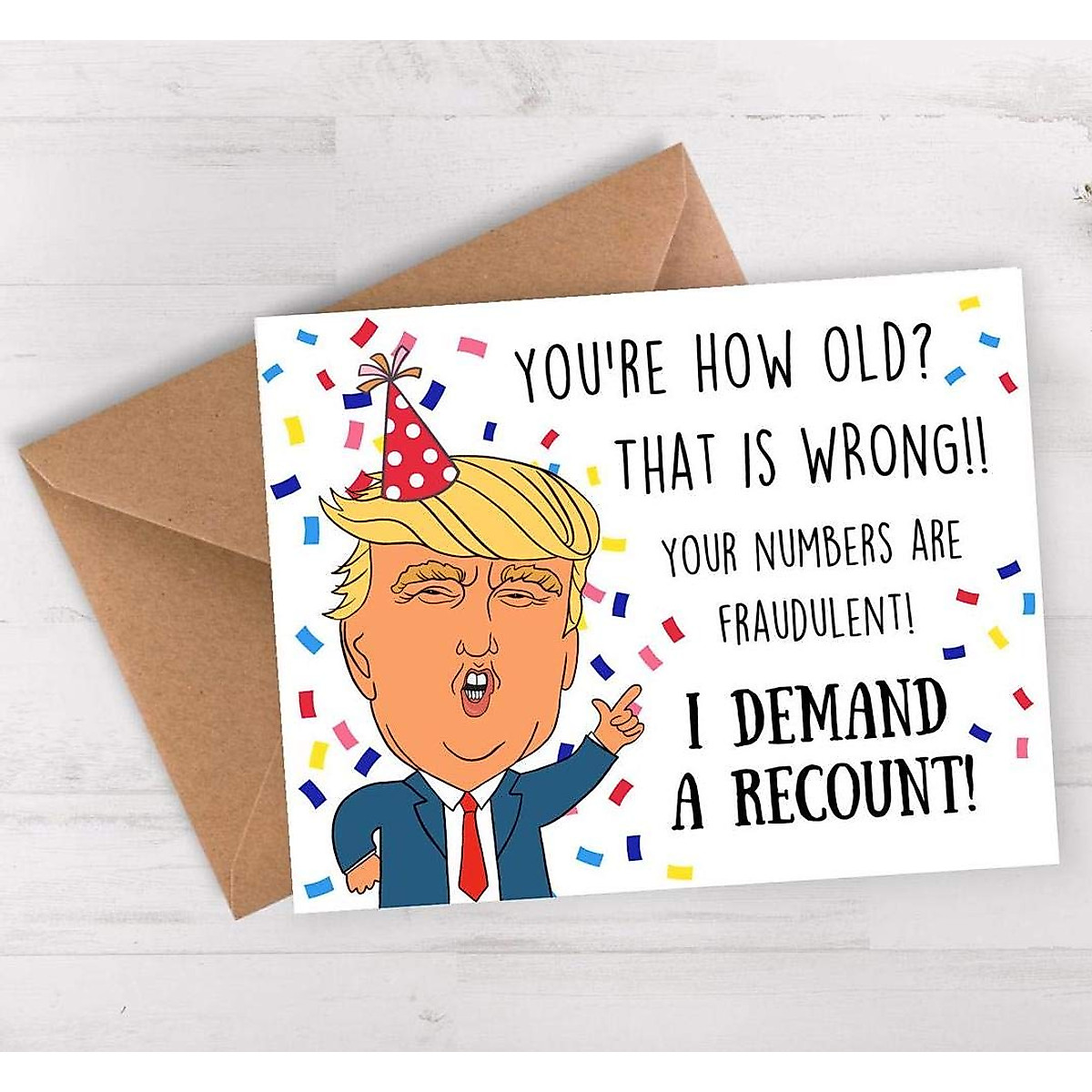 BALOR Trump Birthday Card Bday Card Card For Her Card For Him Birthday Trendy Card Gift Funny Card Recount 4.25 x 5.5 Folded Cardstock Greeting Card