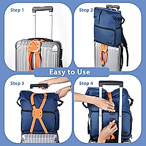 XINRUI 2 Pack Luggage Bungee Straps, Adjustable Suitcase Travel Belts for Luggage Over Handle Portable Straps Add a Bag Elastic Airport Accessories with Buckles for Baggage Handbag(Orange)