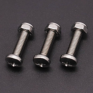 M6-1.0 x 30mm (20 Sets) Stainless Steel Pan Head Machine Screws with M6-1.0 Locknuts Hardware Assortment Kit 304 Stainless Steel