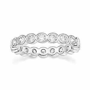 Mameloly 3.8mm Wedding Bands for Women Cubic Zirconia Full Eternity Stackable Engagement Promise Rings for Her Size 8.5