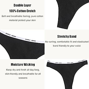 CINVIK Ladies Cotton Front Low Thongs Organic Cotton Comfortable No Show Workout Low Rise Hipster Panties G-String Big Women Thong Set 3XL