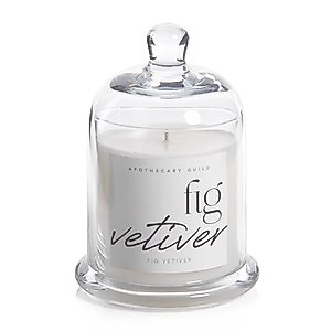 Zodax | Black Fig Vetiver | Apothecary Guild Scented Candle Jar with Glass Dome | 68 Hour Burn Time