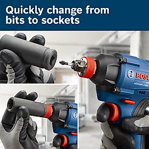 BOSCH GXL18V-496B22 18V 4-Tool Combo Kit with Compact Tough 1/2 In. Drill/Driver, Two-In-One 1/4 In. and 1/2 In. Bit/Socket Impact Driver, Compact Reciprocating Saw, LED Worklight and 2 Ah Batteries