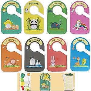 Baby Closet Dividers with Extra Blank Stickers - Cute Baby Closet Size Dividers for Baby Size Closet Clothes Age Nursery Baby Clothes Organizer/Hangers Dividers