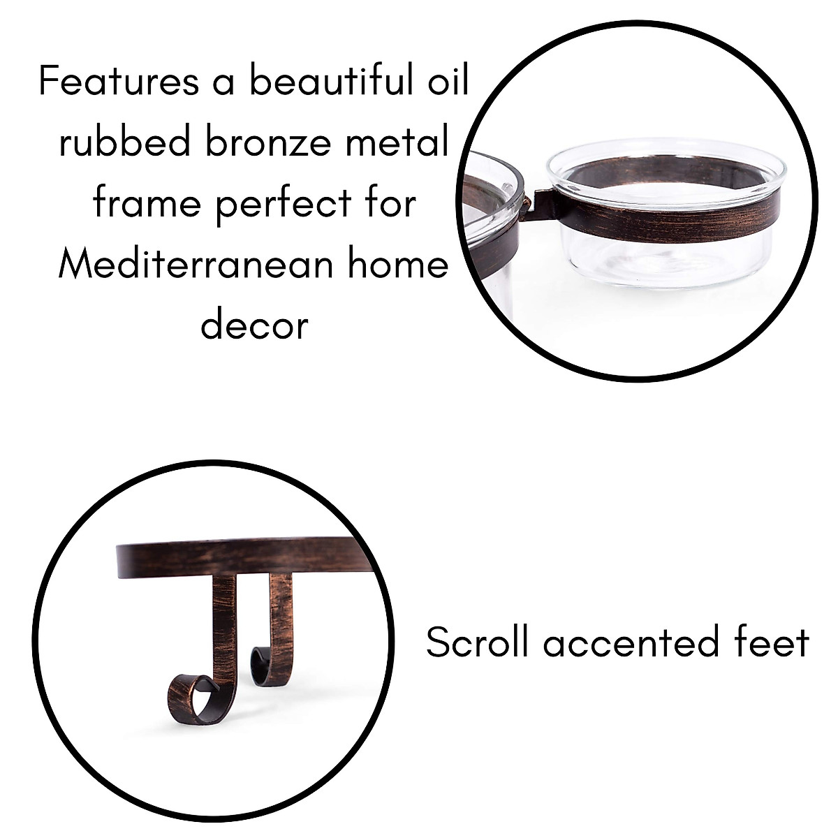 BIRDROCK HOME Chip and Dip Serving Bowl Set - Triple Glass Bowls with Metal Frame - Salsa Appetizer Party Serveware - Veggie, Shrimp, Guacamole, Chips and Taco Platter - Party Size - Compact Storage