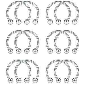 SCERRING 12PCS 316L Stainless Steel 16G Circular Barbells Eyebrow Lip Ear Tragus Horseshoe Hoop Rings with Balls 10mm