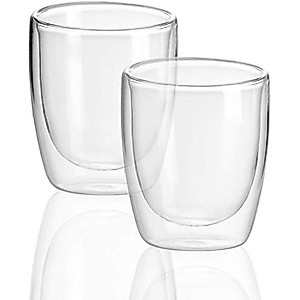 Circleware Thermax Double Wall Insulated Drinking Glasses, Set of 2, Glassware Beverage Set, Home Kitchen Entertainment Ice Tea Cups for Water, Juice, Milk, Beer, Farmhouse Decor, 11.5 oz, Clear