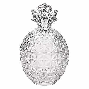Crystal Glass Pineapple Embossed Candy Jar Candy Dish Food Storage Jar with Lid