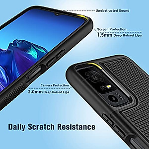 FNTCASE for TCL 40-XE 5G Case: Dual Layer Matte Textured Phone Case Shockproof Military Grade Protective | Shock & Drop Proof Heavy Duty Protection Rugged Mobile Cell Phone Case Cover - Black