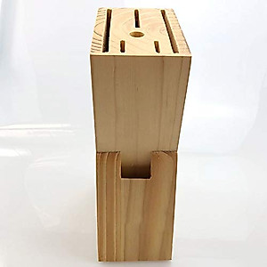 Hooshion Wooden Knife Block Countertop Knife Holder Knife Organizer with Scissors-Slot for Kitchen