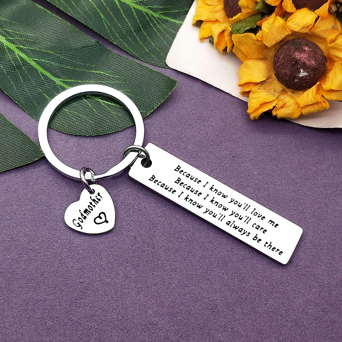 Mother's Day Gift Godmother Gift from Godchild Christmas Keychain for God Mother Jewelry Keychain First Communion Present Thank You Key Chain for Godmother Baptism Jewelry Christen Birthday Present