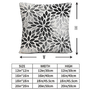 Snycler Dahlia Pillow Covers 18x18 Inch Set of 2 Summer Rust Geometric Flower Outdoor Decorative Throw Pillows Farmhouse Rust Black Pillow Case Linen Square Cushion Cover for Home Sofa Living Room