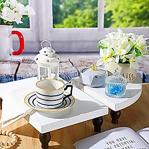 2 Pieces Wood Riser Decorative Wooden Tray Corner Counter Shelf Wood Stackable Pedestal Stand Display Riser for Bathroom Kitchen Living Room Home Accessories