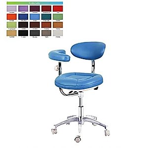 Aphrodite Dental Stool Assistant Stool Dental Assistant Chair Micro Fiber Leather Height Adjustable by Purple-Violet